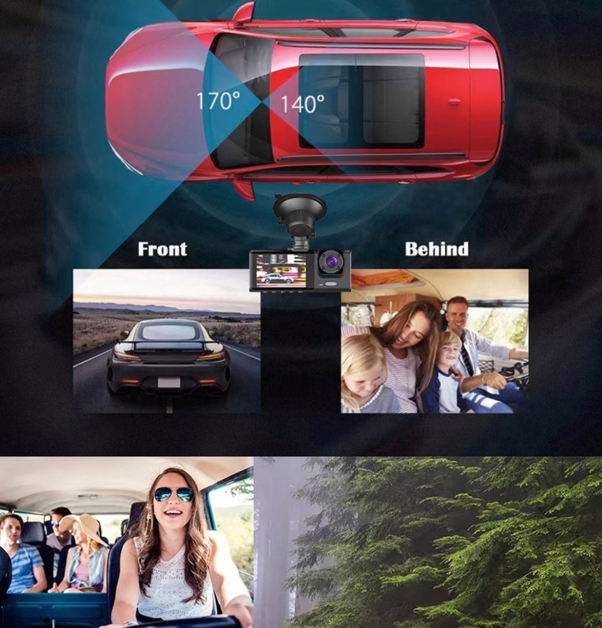 Car Dash Cam Front And Back Camera 1080P HD Night Vision Car Dashcam ...