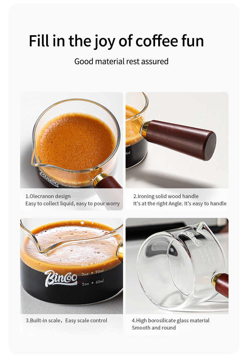 BINCOO Espresso Extraction Mug with Scale Glass Measuring Cup Espresso ...