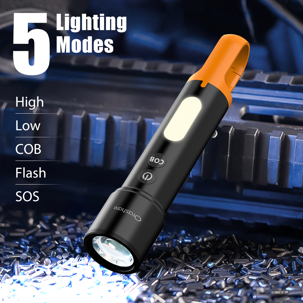 Rechargeable Flashlight COB Super Bright Torch Light LED Camping Light ...