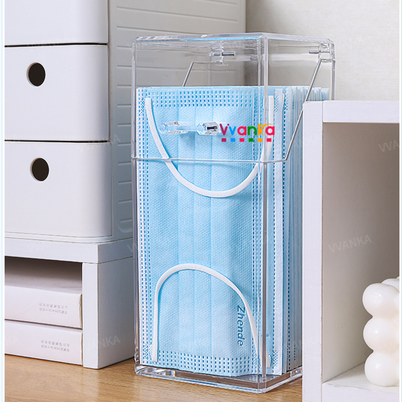 From PH Face Mask Dispenser Acrylic Masks Storage Box Tabletop Holder ...