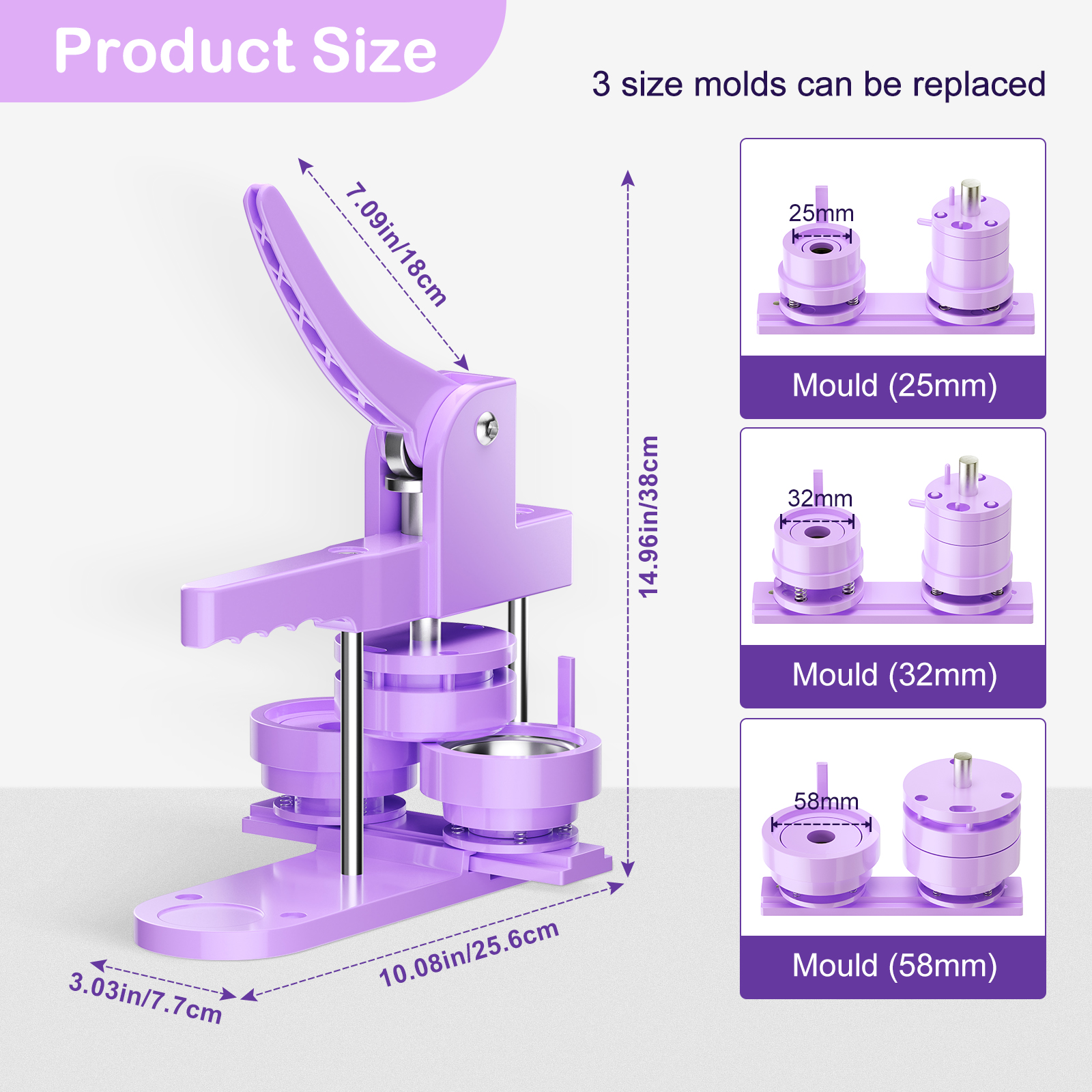 Button Badge Maker Machine, Different Size Mold ,25/32/58mm Mold DIY ...