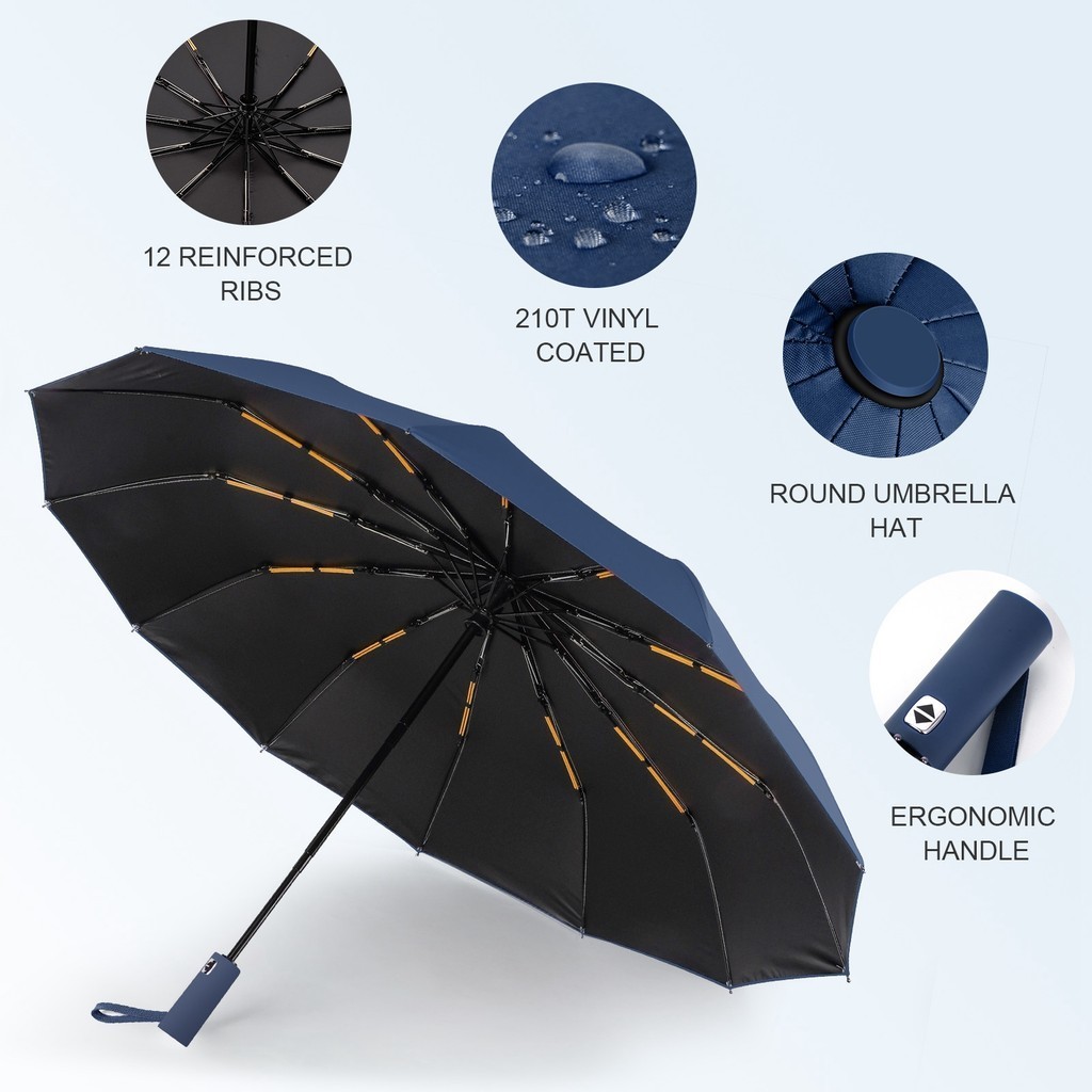 24 Ribs Automatic Umbrella Sunny/Rainy Umbrella Waterproof Windproof ...