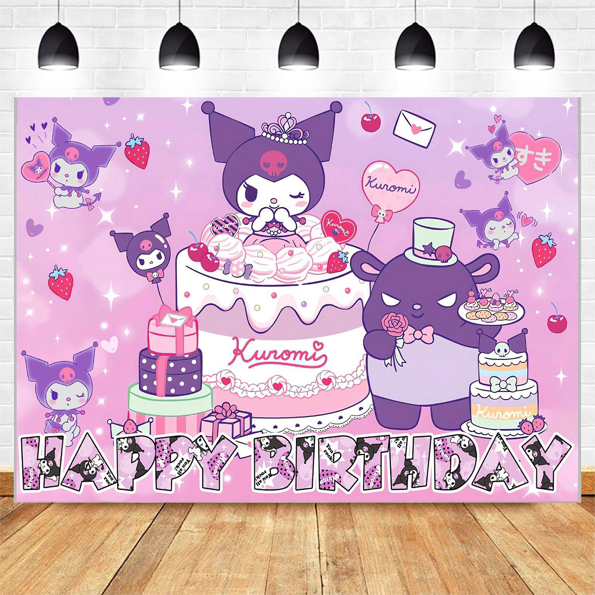 Kuromi Birthday Backdrop Girls Party Decoration Supplies Photo Props ...