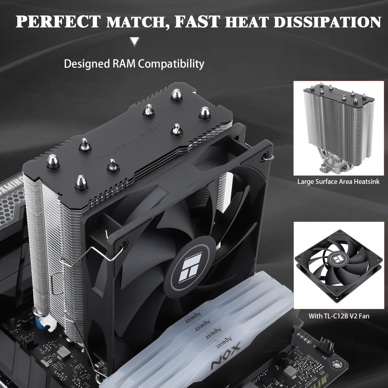Thermalright AX120 R-SE WHITE CPU Air Cooler 4 Heat pipes Chassis heat ...