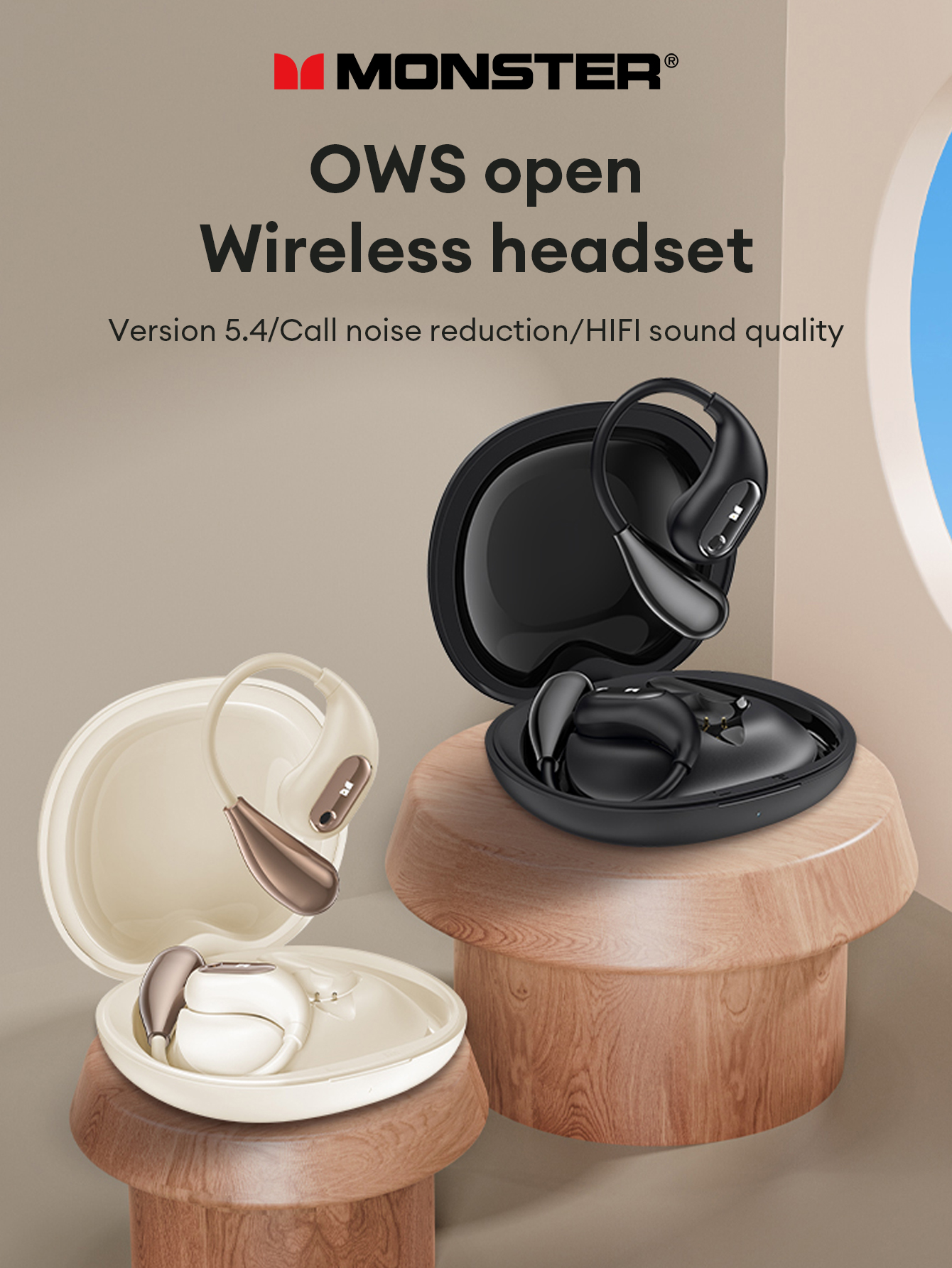 Monster Open Ear AC210 Wireless Earphone Bluetooth 5.4 TWS Sports ...