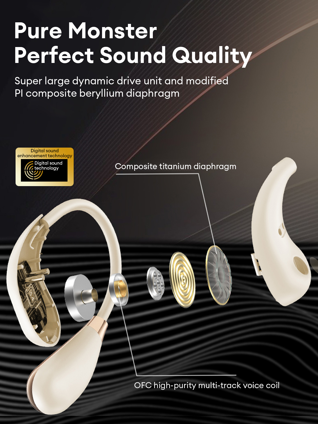 Monster Open Ear AC210 Wireless Earphone Bluetooth 5.4 TWS Sports ...