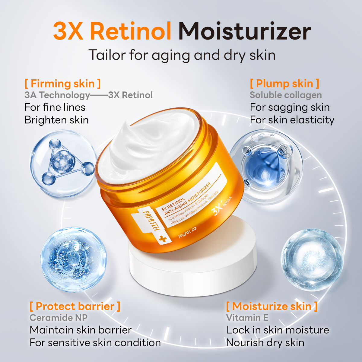 PAPA FEEL【Morning C Night A Cream】Morning Barrier Repair Moisturizer ...