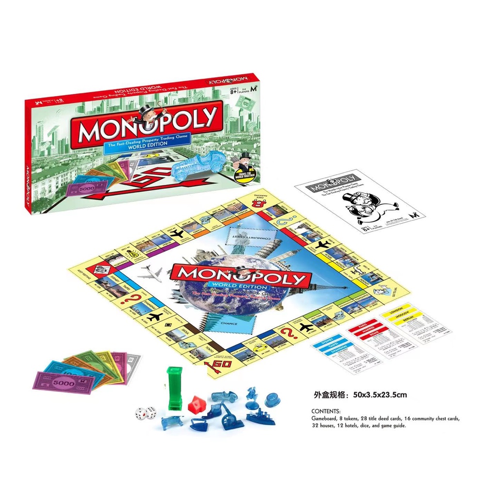 Kids Monopoly Board Game Toys Family game Real Estate Tycoon Global ...