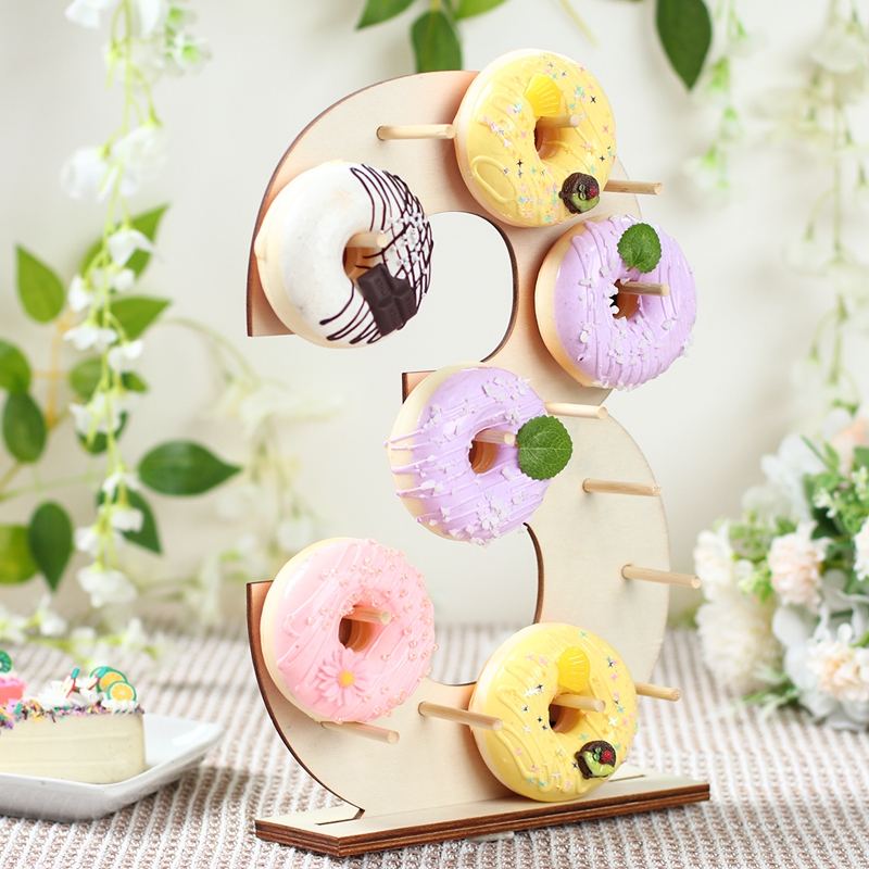 Nmuber 1-3 Donut Stand DIY Wooden Dount Display Stand Sweet Doughnut ...