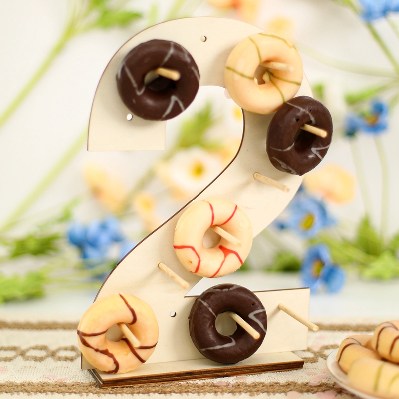 Nmuber 1-3 Donut Stand DIY Wooden Dount Display Stand Sweet Doughnut ...