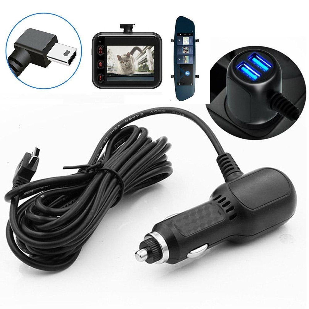 Car Charger 3.5M 5V 3.5A with 2 USB Ports for Car DVR Dash Camera GPS ...