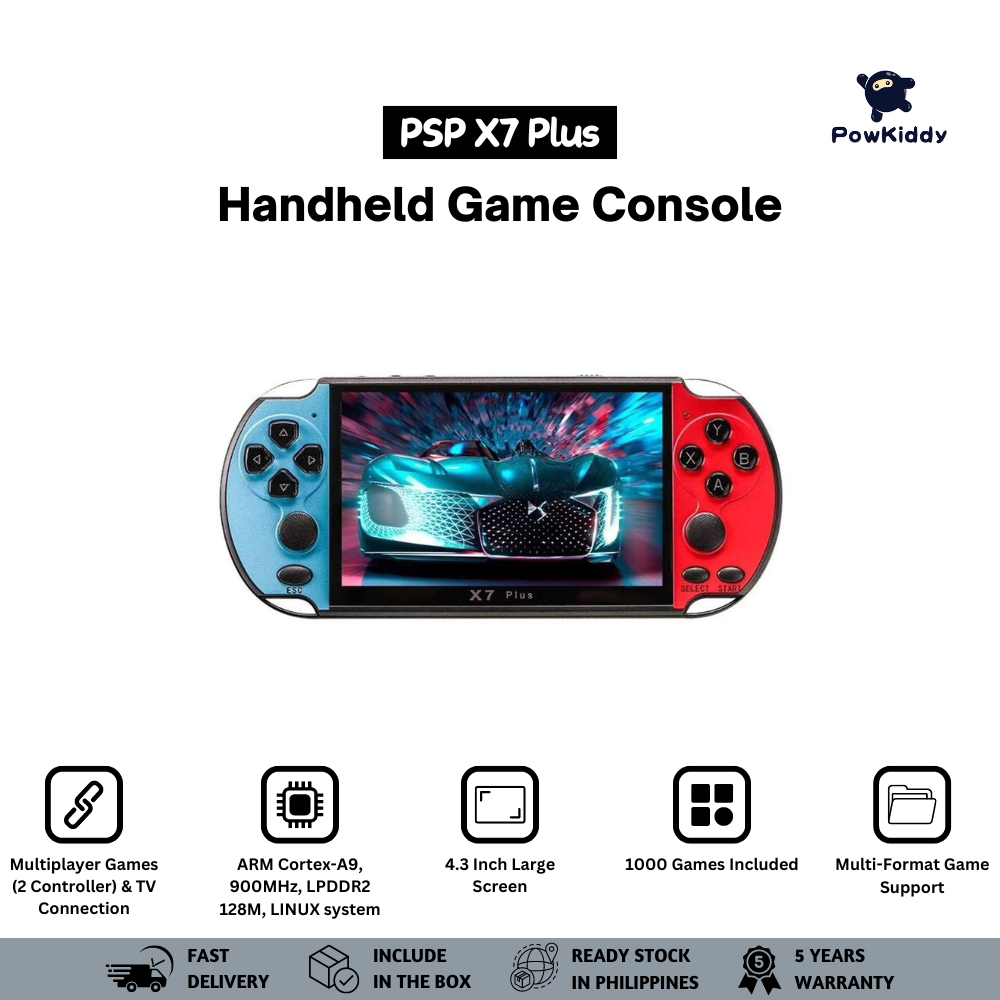 X7S Pocket Gaming Console 7-inch HD Screen Kids Gift Handheld Retro Gaming Console Support ...