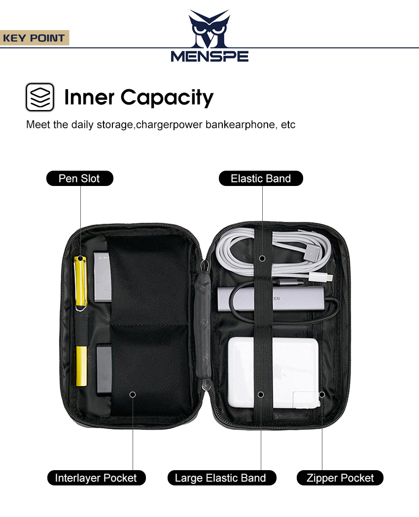 MENSPE Digital Storage Bag USB Cable Storage Bags Travel Organizer Electronic Gadget Bag Multi ...