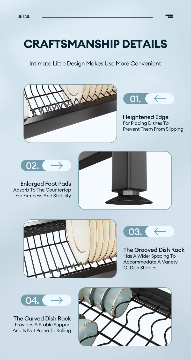 GAA Dish Drying Rack Plate Storage Organizer Shelf Sink Drainer Dish ...