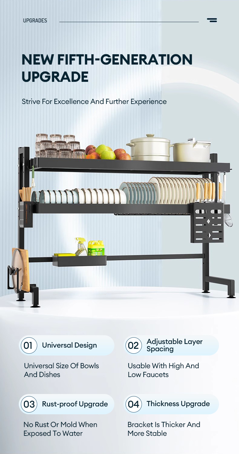 GAA Dish Drying Rack Plate Storage Organizer Shelf Sink Drainer Dish ...