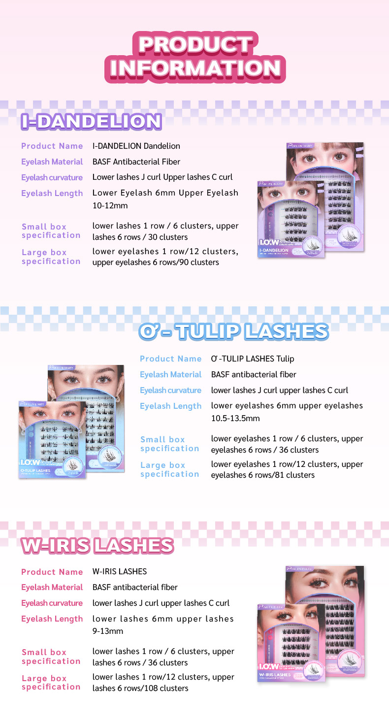 MLEN DIARY False Eyelashes High-capacity Natural Wispy Cluster Lashes ...