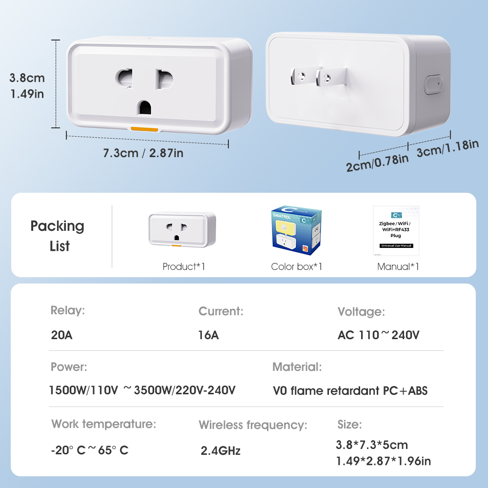 SMATRUL Tuya Wireless WIFI Smart Plug 16A Mini Socket Smart Home ...