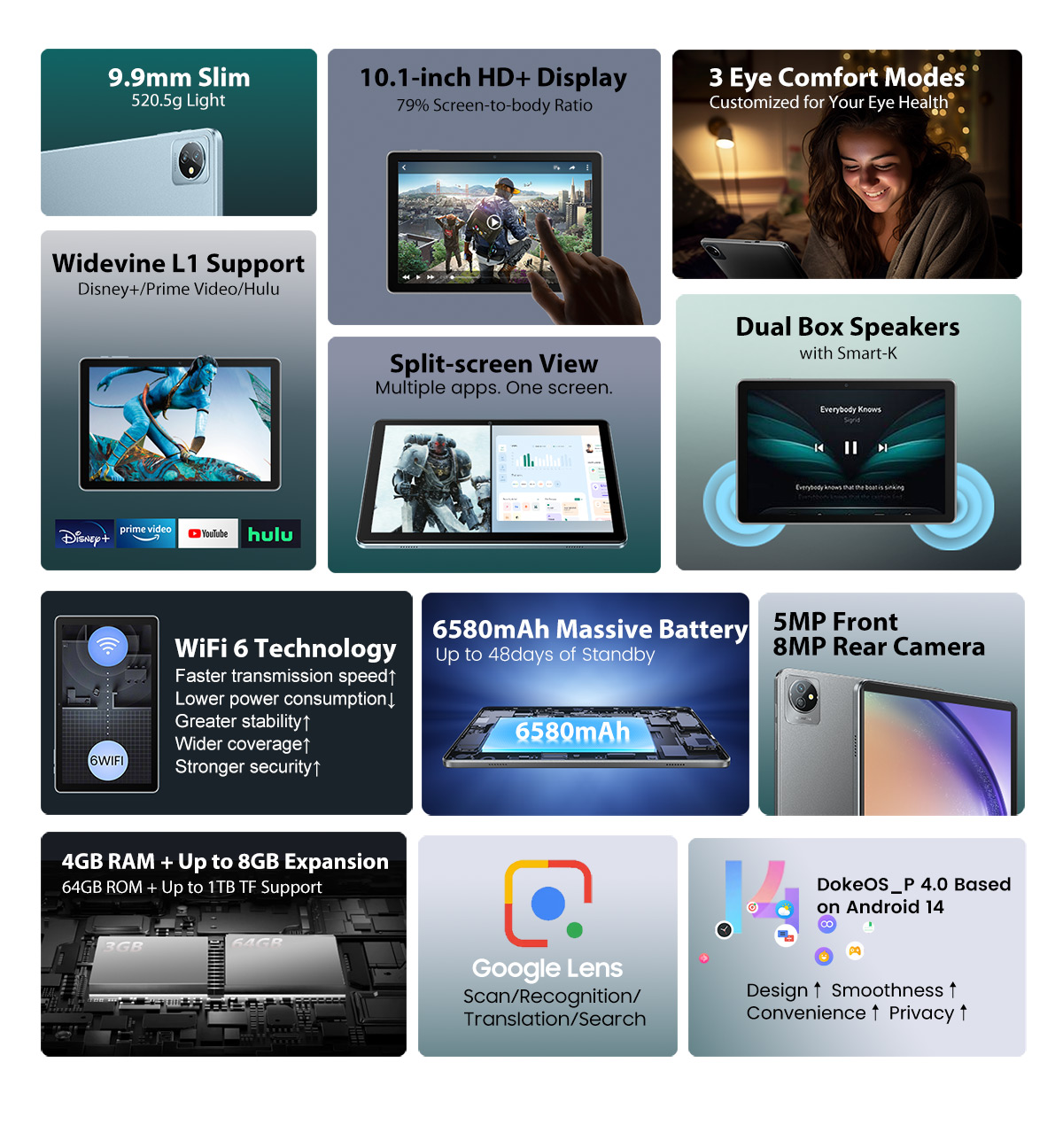 Blackview Tab 70 Wifi Android 14 Tablet 10.1'' / 8GB RAM(4GB RAM+4GB ...