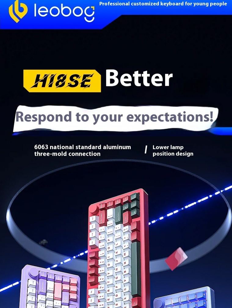 LEOBOG Hi8SE aluminum alloy three mode customized mechanical keyboard, Gasket structure, FR4 ...