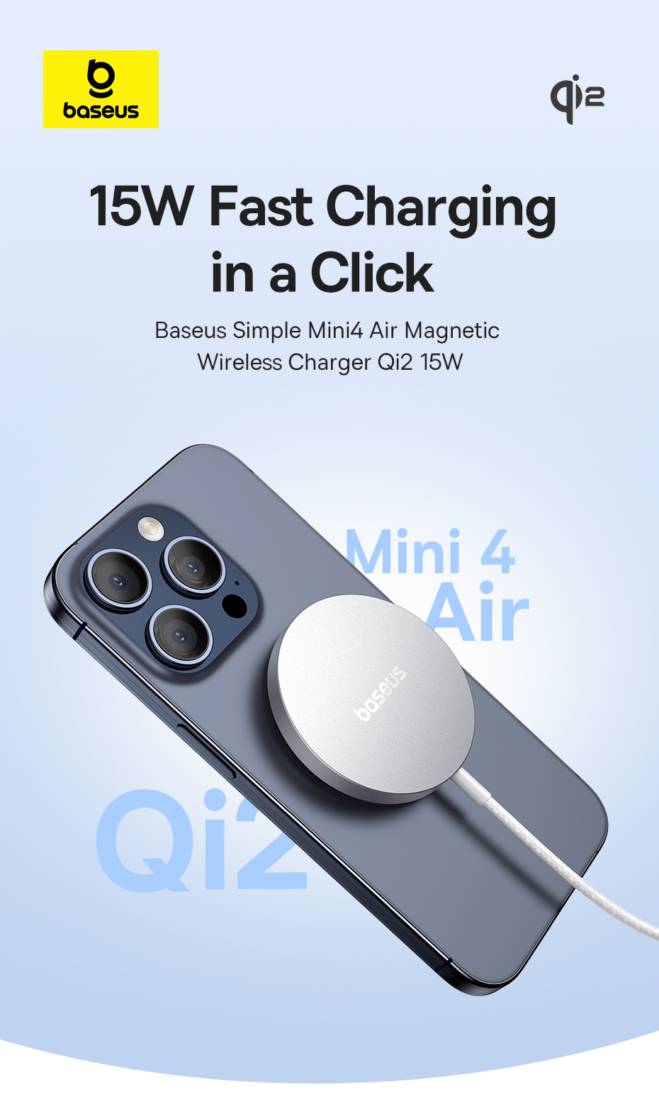 Baseus Simple Mini4 Air Magnetic Wireless Charger Qi2 15W | Shopee Philippines