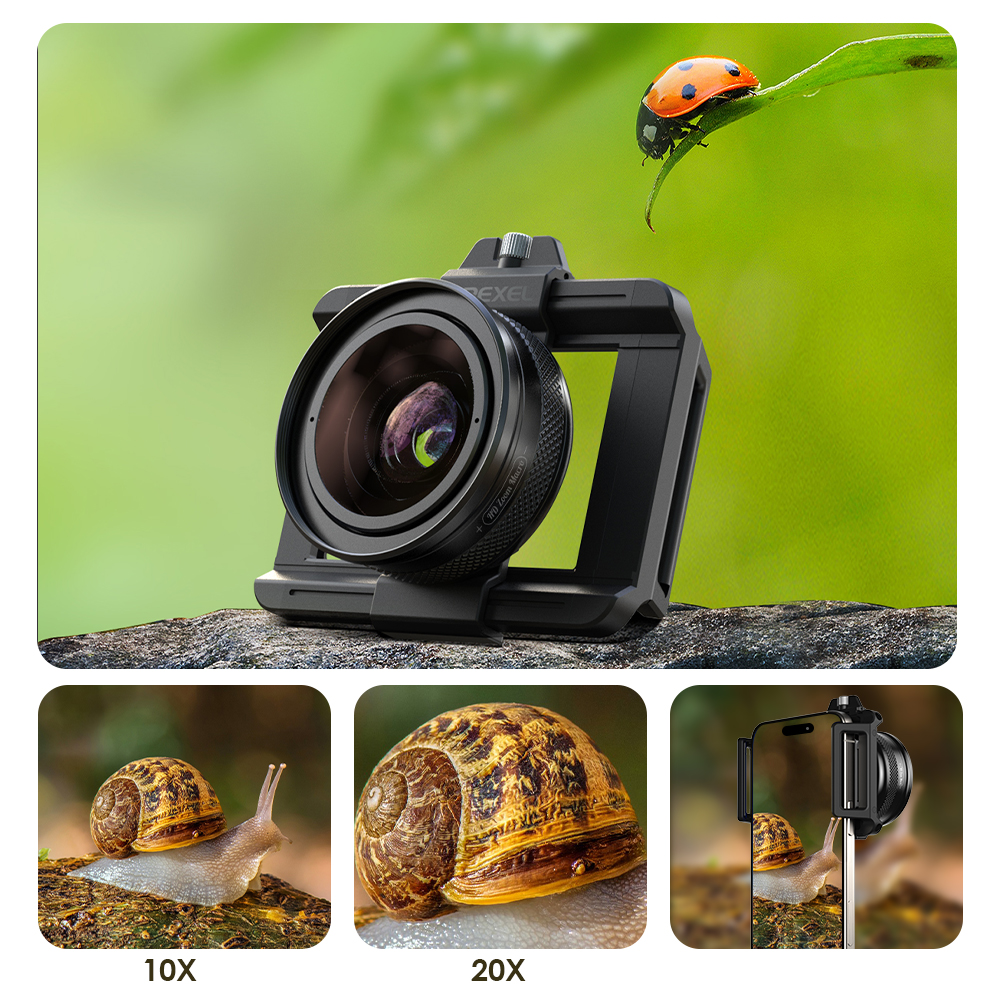 APEXEL HD 10-20X 2-in-1 Zoom DSLR Level Macro Lens, F1.05 Large ...