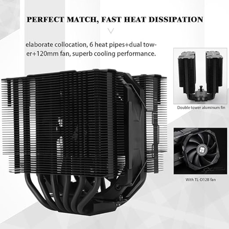 Thermalright PA120 Mini Black CPU Radiator Air Cooler 6 Heat Pipes ...