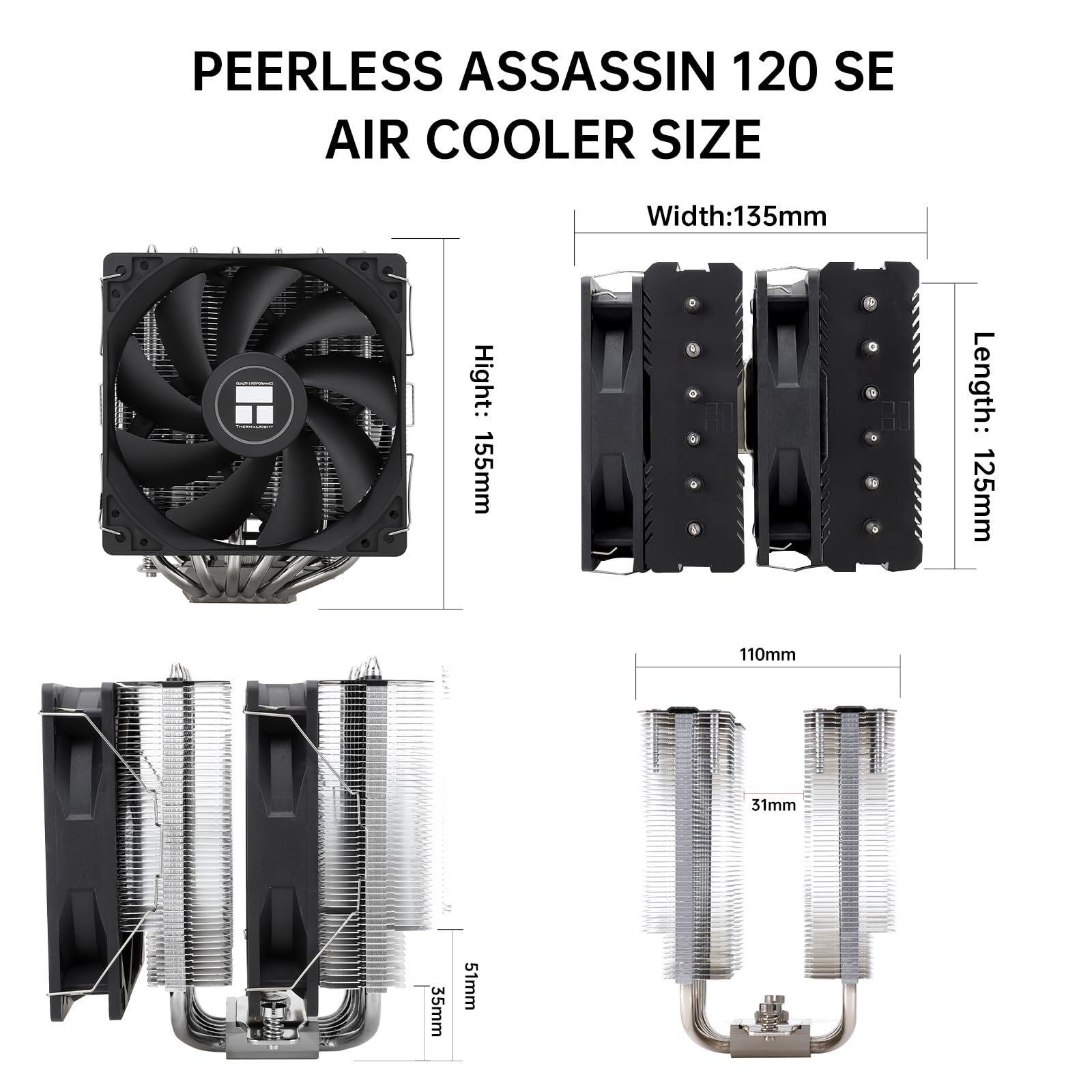 Thermalright PA120 SE CPU Air Cooler 6 Heat Pipes Chassis heat PC ...