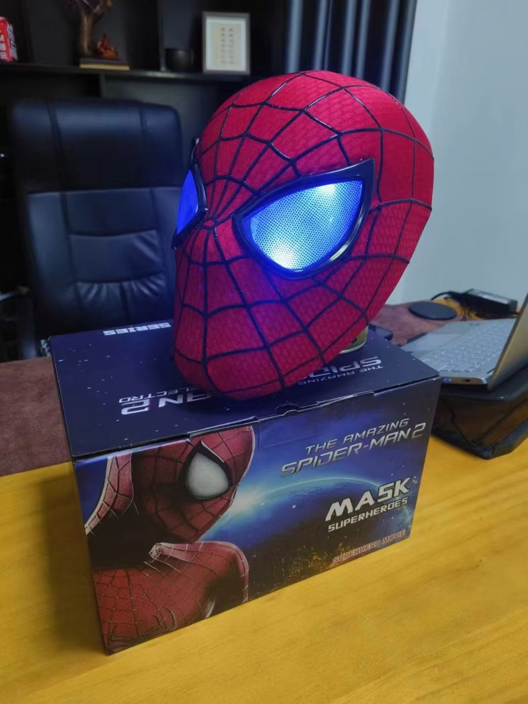 New Amazing Spider-Man Headgear Mask Spider Hero Electric Ring Control ...