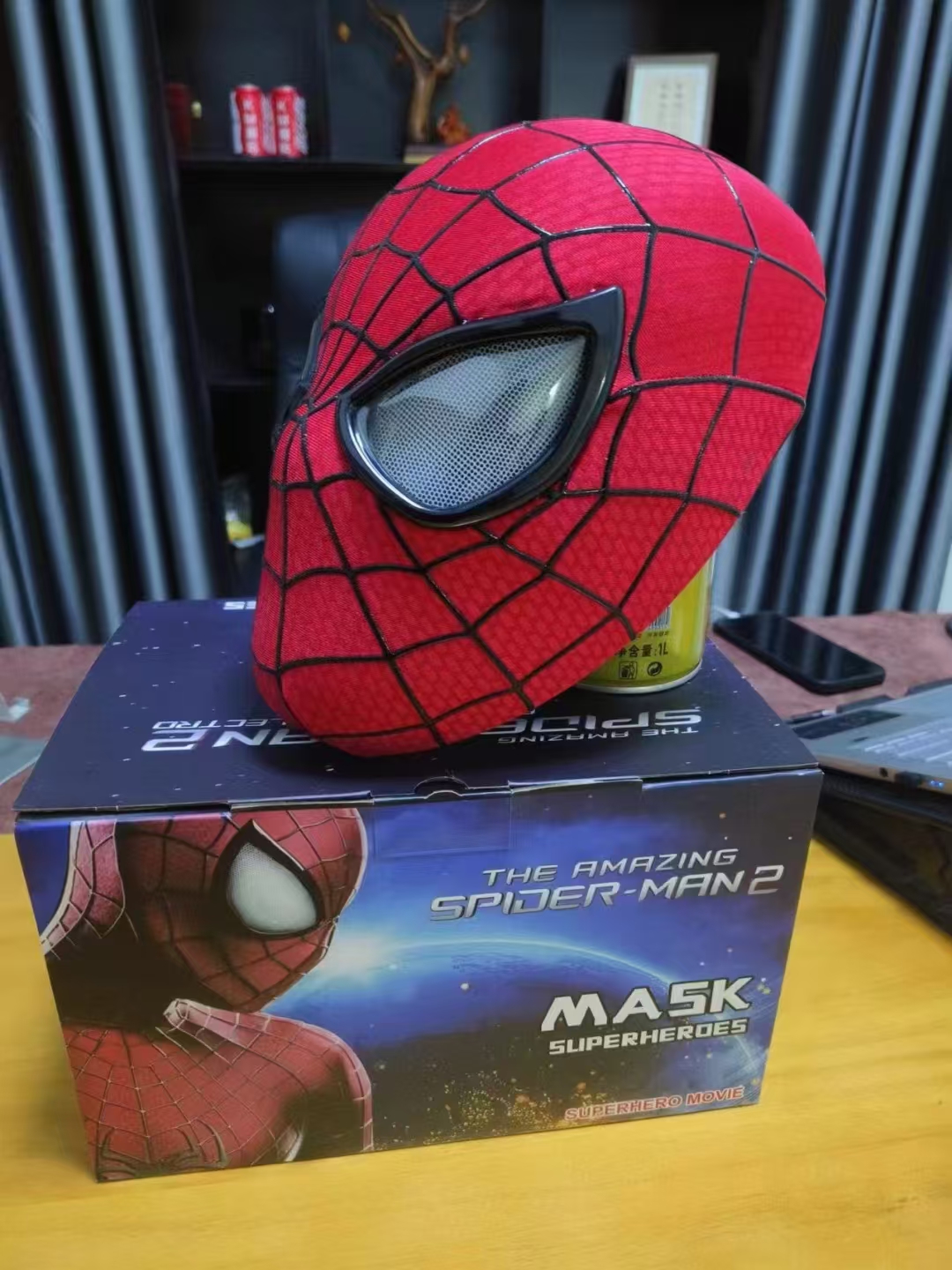 New Amazing Spider-Man Headgear Mask Spider Hero Electric Ring Control ...