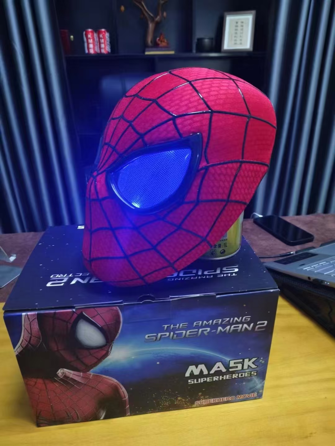 New Amazing Spider-Man Headgear Mask Spider Hero Electric Ring Control ...