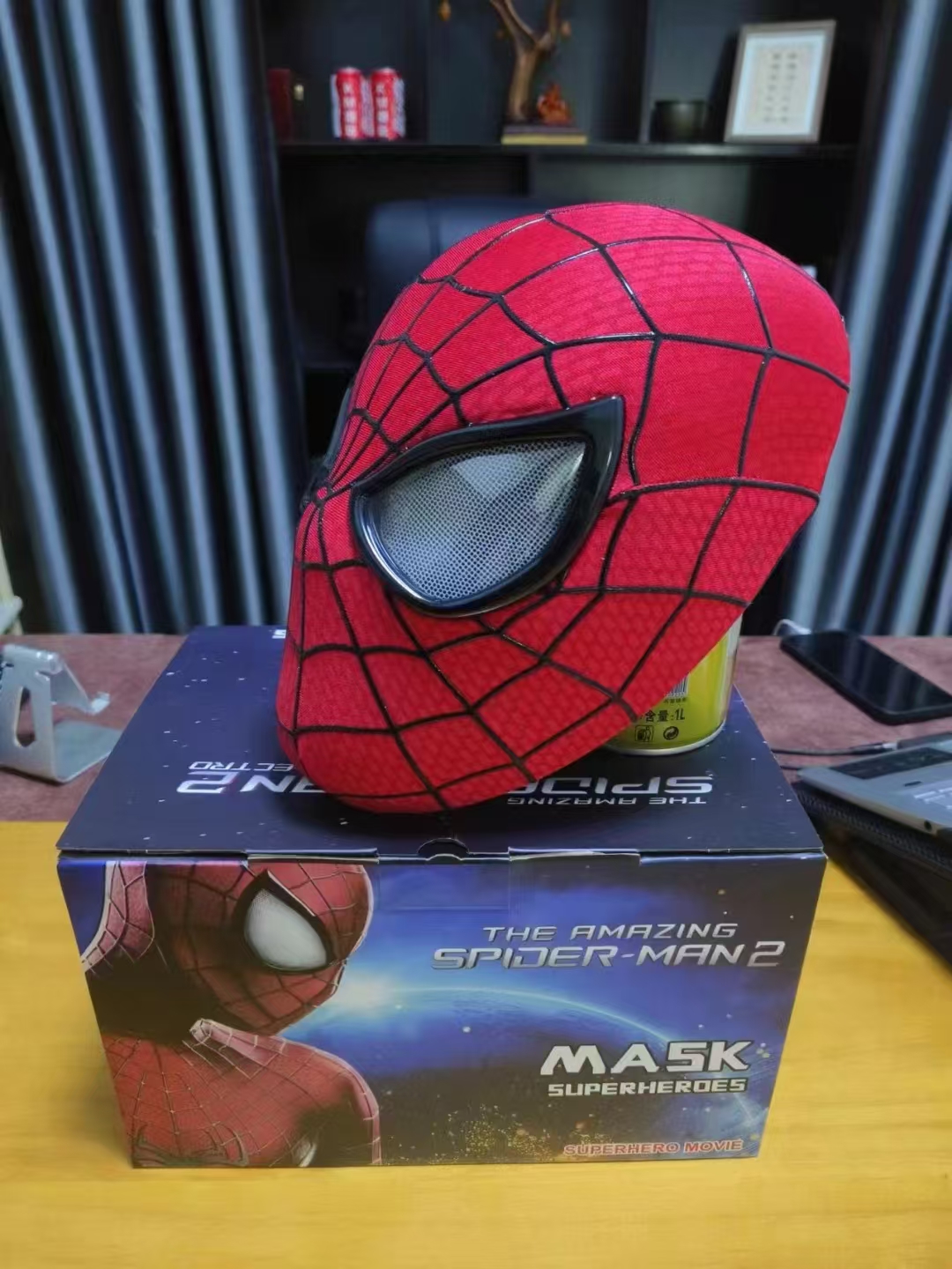New Amazing Spider-Man Headgear Mask Spider Hero Electric Ring Control ...