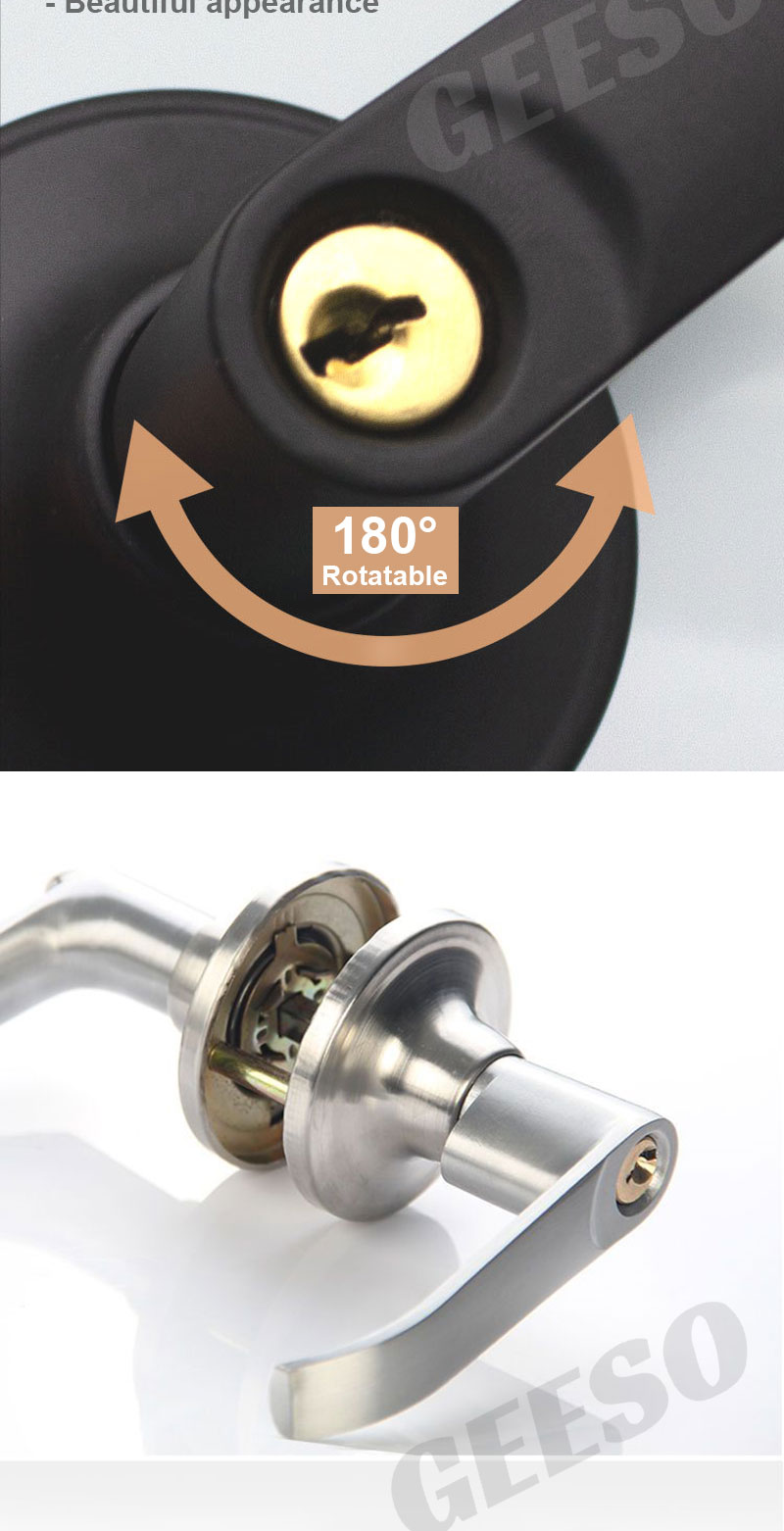 GEESO Hardware Door Knob Lever Type Aluminium Alloy Lock Set With 3 ...