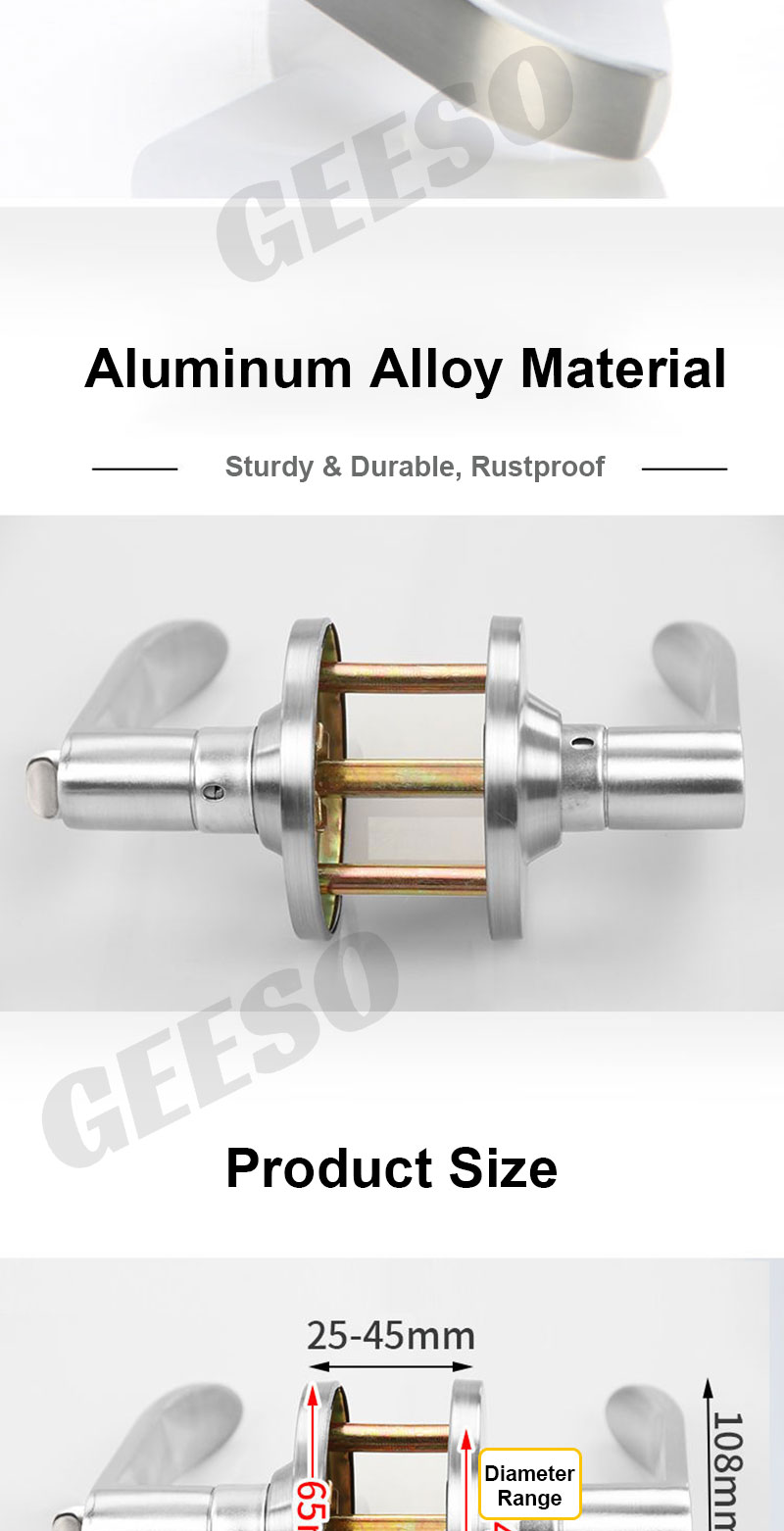 GEESO Hardware Door Knob Lever Type Aluminium Alloy Lock Set With 3 ...