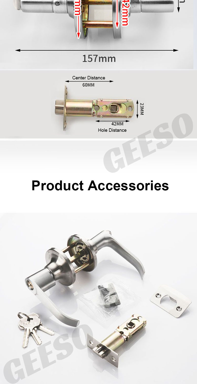 GEESO Hardware Door Knob Lever Type Aluminium Alloy Lock Set With 3 ...