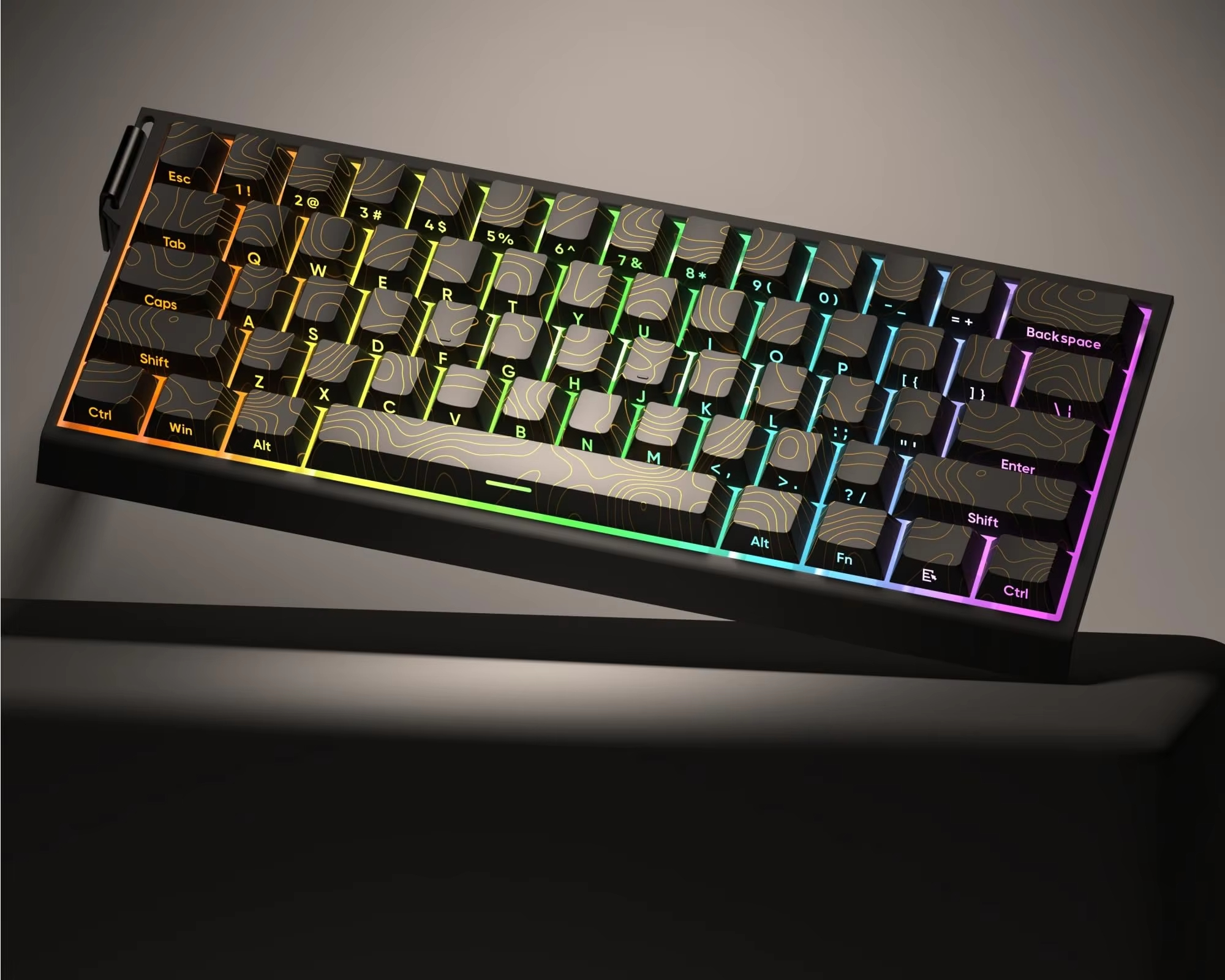 WOMIER 136 Keys Black Golden Line Dye-Sublimation Keycaps for Cherry MX ...
