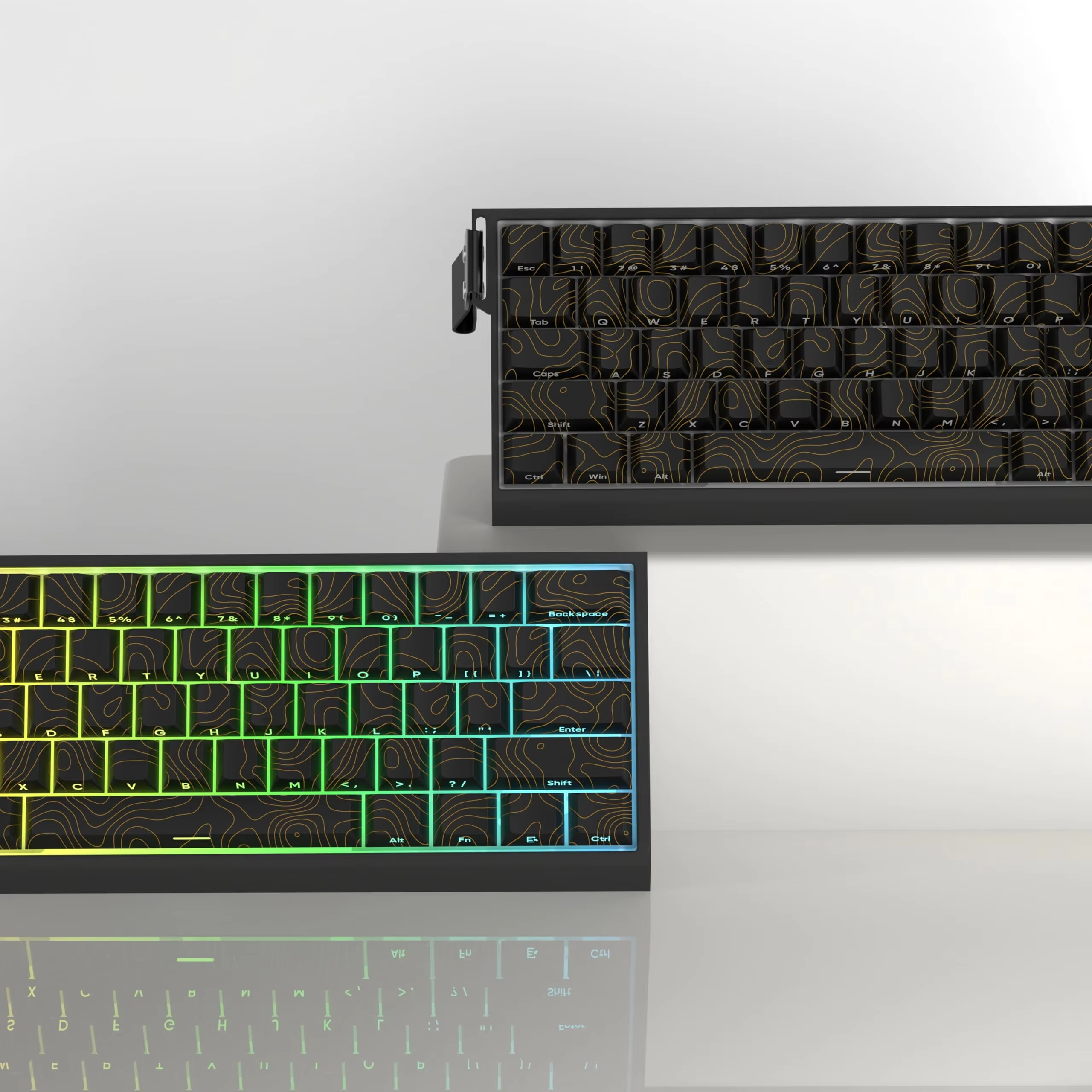 WOMIER 136 Keys Black Golden Line Dye-Sublimation Keycaps for Cherry MX ...