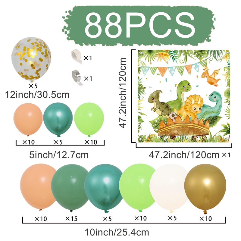 88pcs Dinosaur Balloon Garland Arch Set Happy Birthday Decoration Set ...