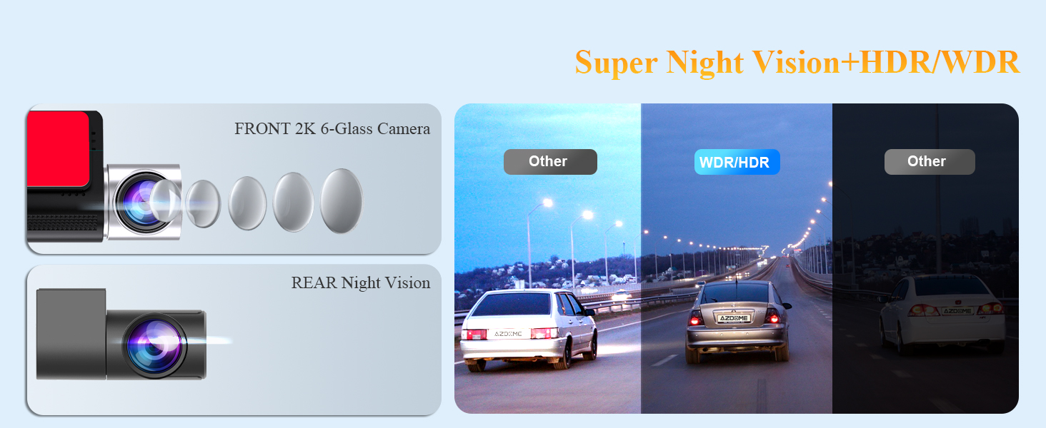 2K Dash Cam Wifi Gps ADAS Car Camera Asawin 2.45" Touch Ips Screen ...