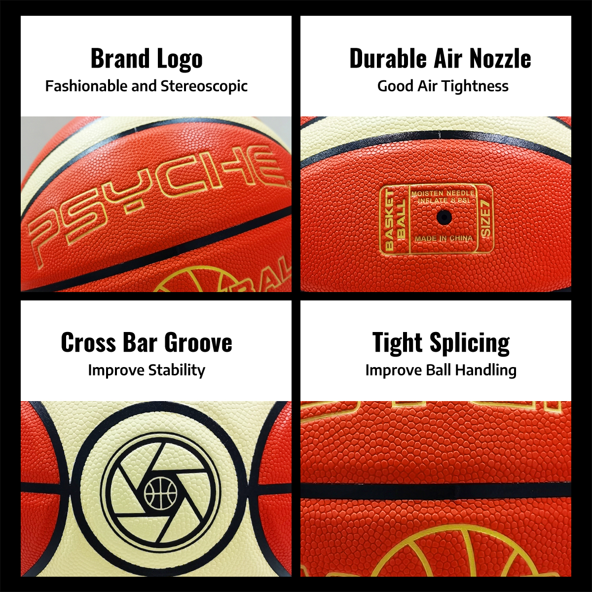 PSYCHE Original Basketball Ball Size 7 PU Outdoor Indoor (with Free Pin ...
