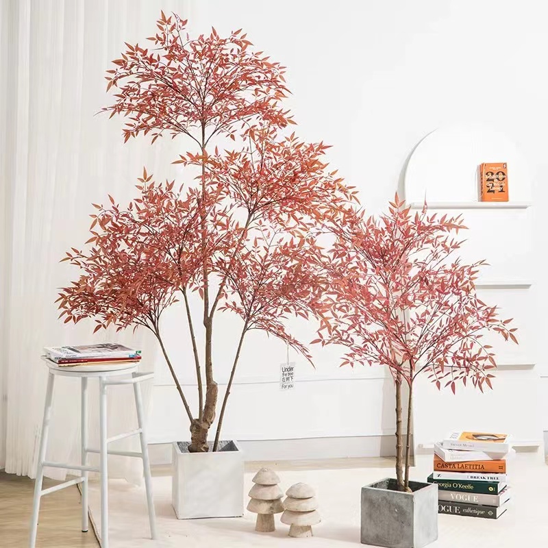 Artificial tree, Red Bamboo Tree,Height: 5.3Ft/63in, Maintenance-free ...