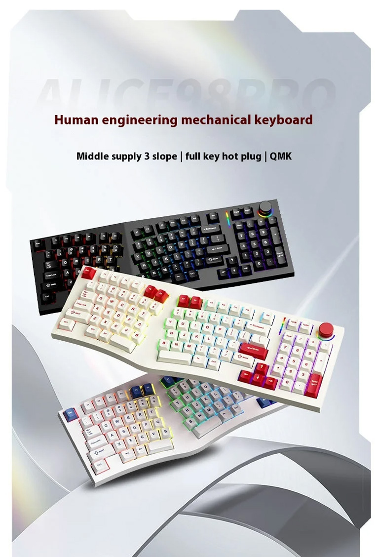 VTER&FEKER Alice98pro ergonomic mechanical keyboard, 3 ° slope full key ...