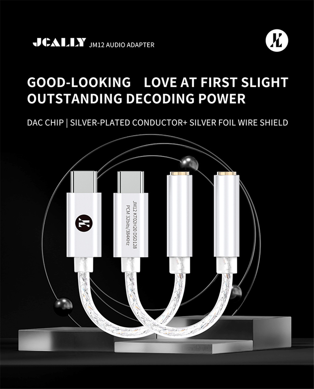 JCALLY JM12 Digital Audio Adapter Type-C to 3.5mm Audio Adapter KTO2H20 ...