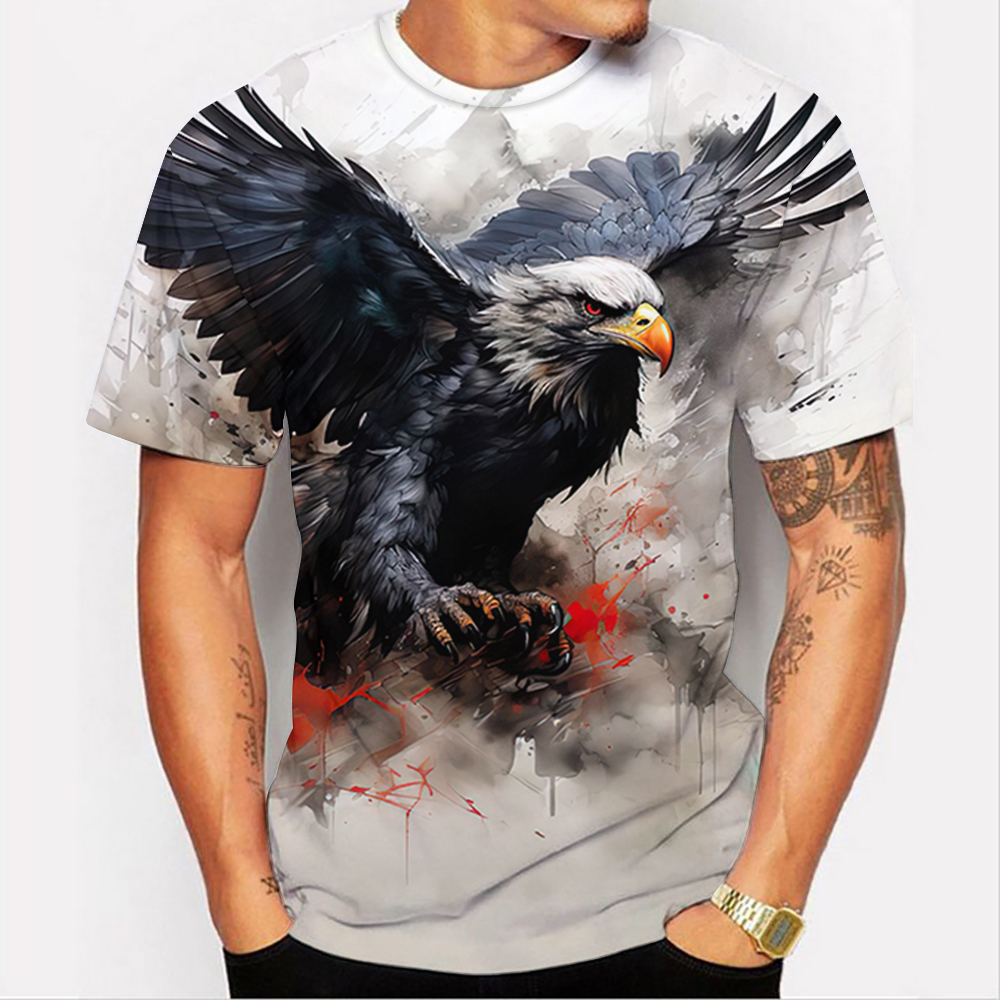 Men Streetwear Soaring Eagle 3D Printing Women T-shirt Soft Material ...