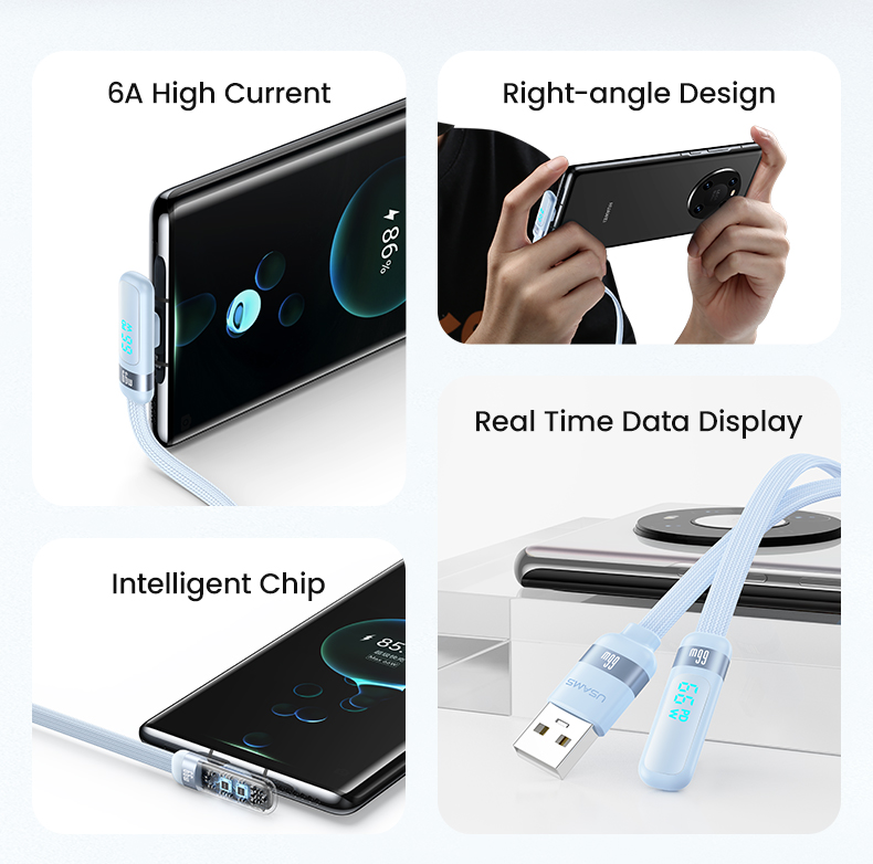 USAMS 6A Fast Charge Cable USB To Type C Fast Charging Data Cable 90 ...