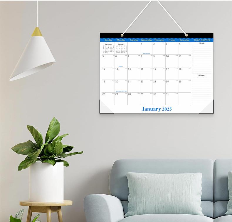 2025 Wall Calendar With Index Sticker & Memorandum 16 Months Calendar ...