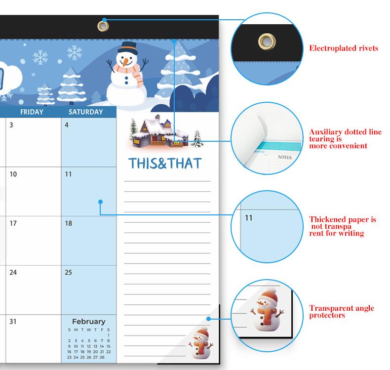 2025 Wall Calendar With Index Sticker & Memorandum 16 Months Calendar ...