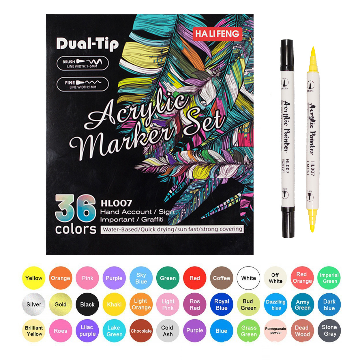 COD Dual Tip Acrylic Markers Colored Pen Color Pen Coloring Set ...