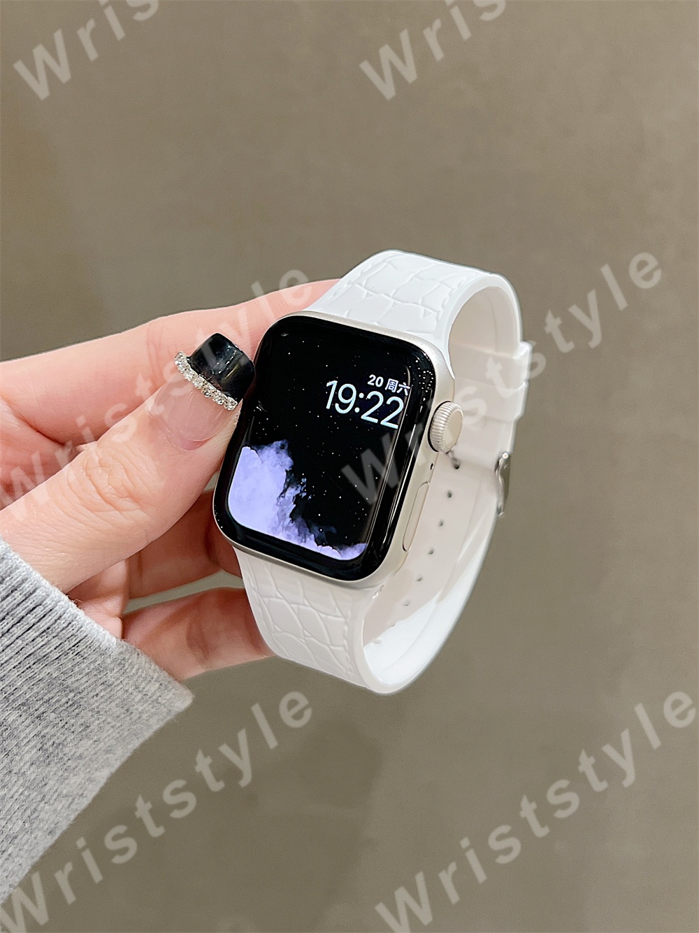 （Only Strap）Leather Textured Silicone Watch Strap Band suitable for ...