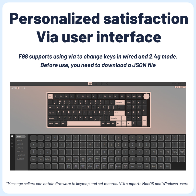 Meta F98 Wireless Mechanical Keyboard Hot Swap RGB with Knob Bluetooth ...