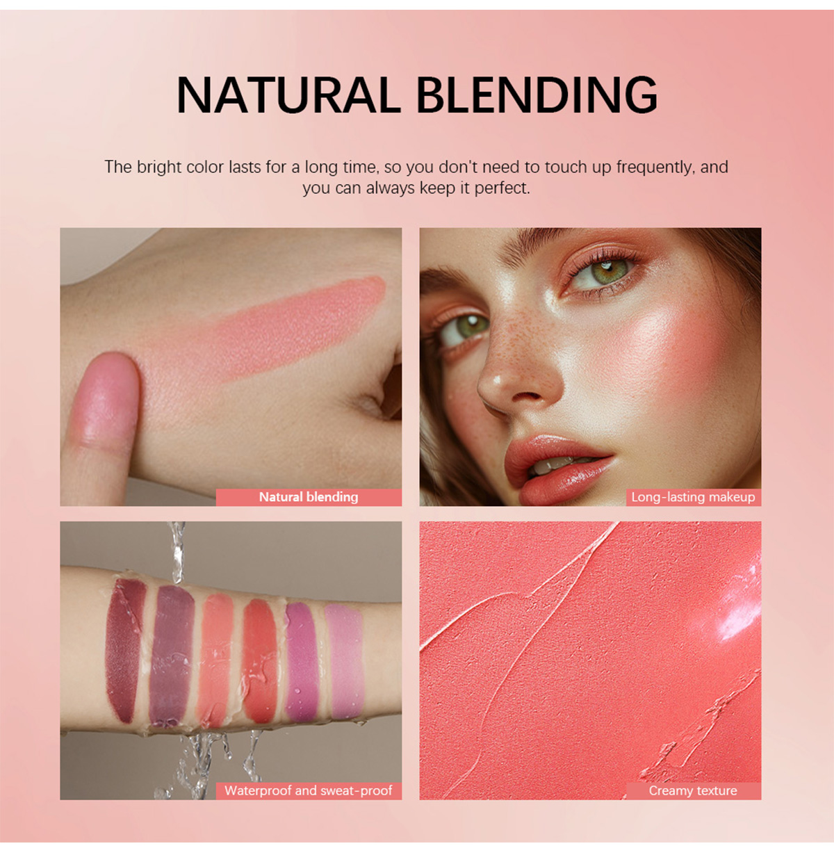 Lakerain Pocket Blush On Lip And Cheek Tint Dual-Purpose Cream Blush Long-Lasting Multi-Use ...